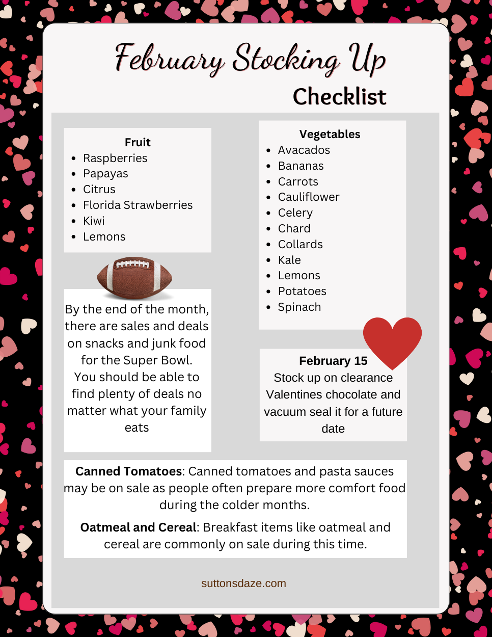 What To Stock Up On In February – Suttons Daze