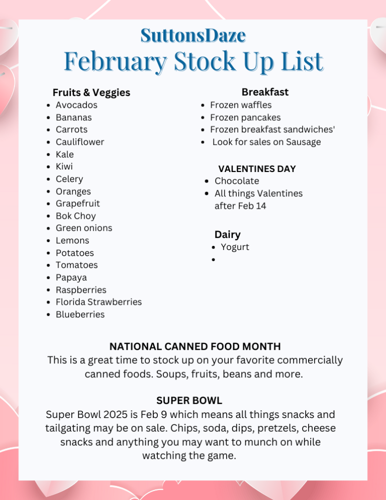 What To Stock Up On In February – Suttons Daze