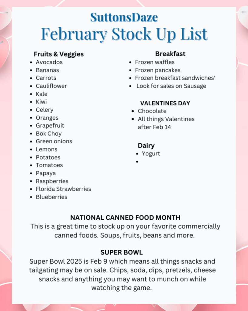 August Stock Up List – Suttons Daze